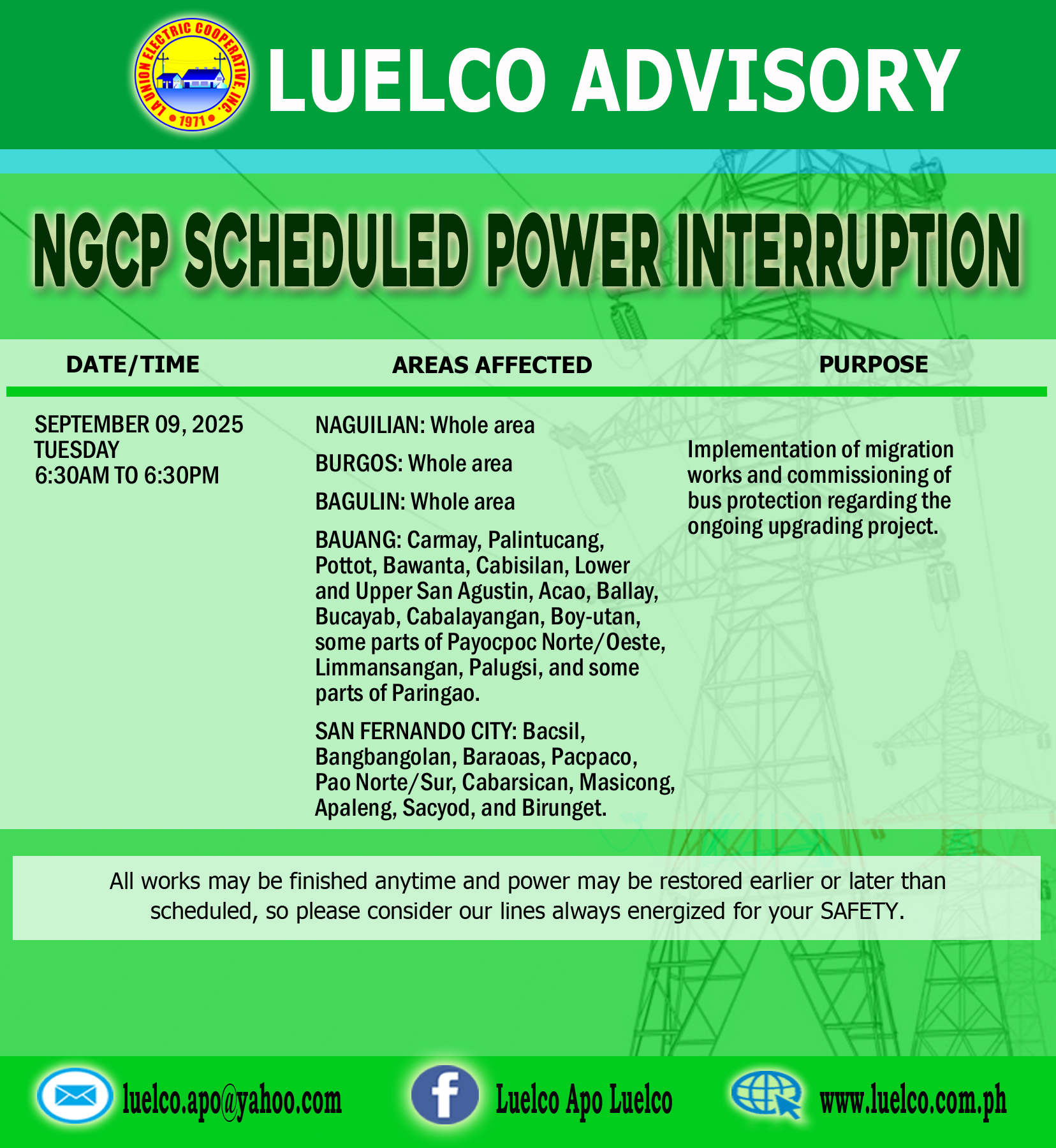 NATIONAL GRID CORPORATION OF THE PHILIPPINES (NGCP) NOTICE OF POWER ...
