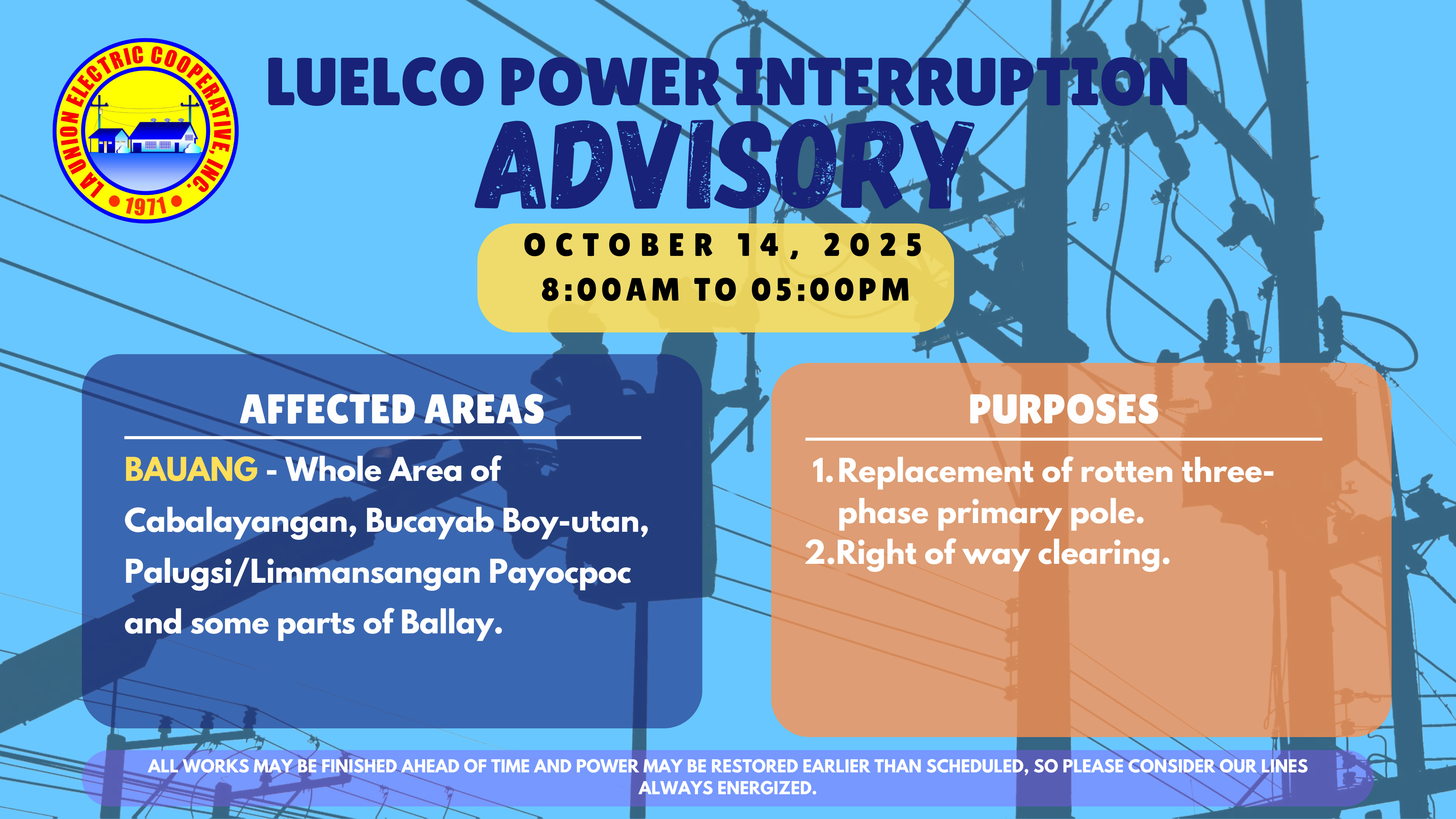 NOTICE OF POWER INTERRUPTION-OCTOBER 14, 2025 – LUELCO